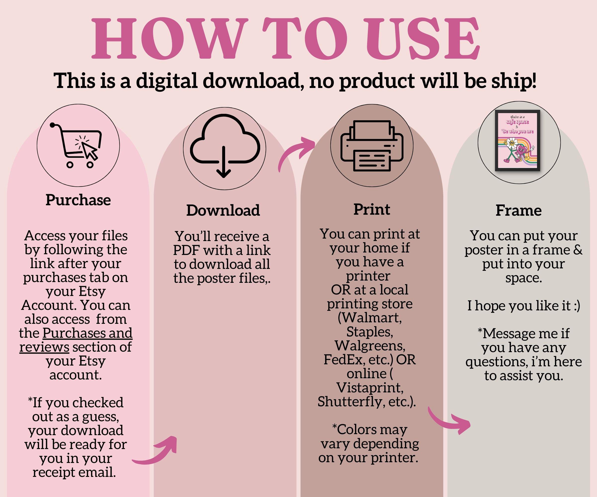 25 Pink Retro Mental Health Posters, Therapy Office Decor (digital ...