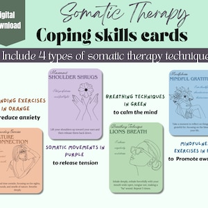 Somatic Therapy Coping Skills Cards, Emotional Regulation Resources ...