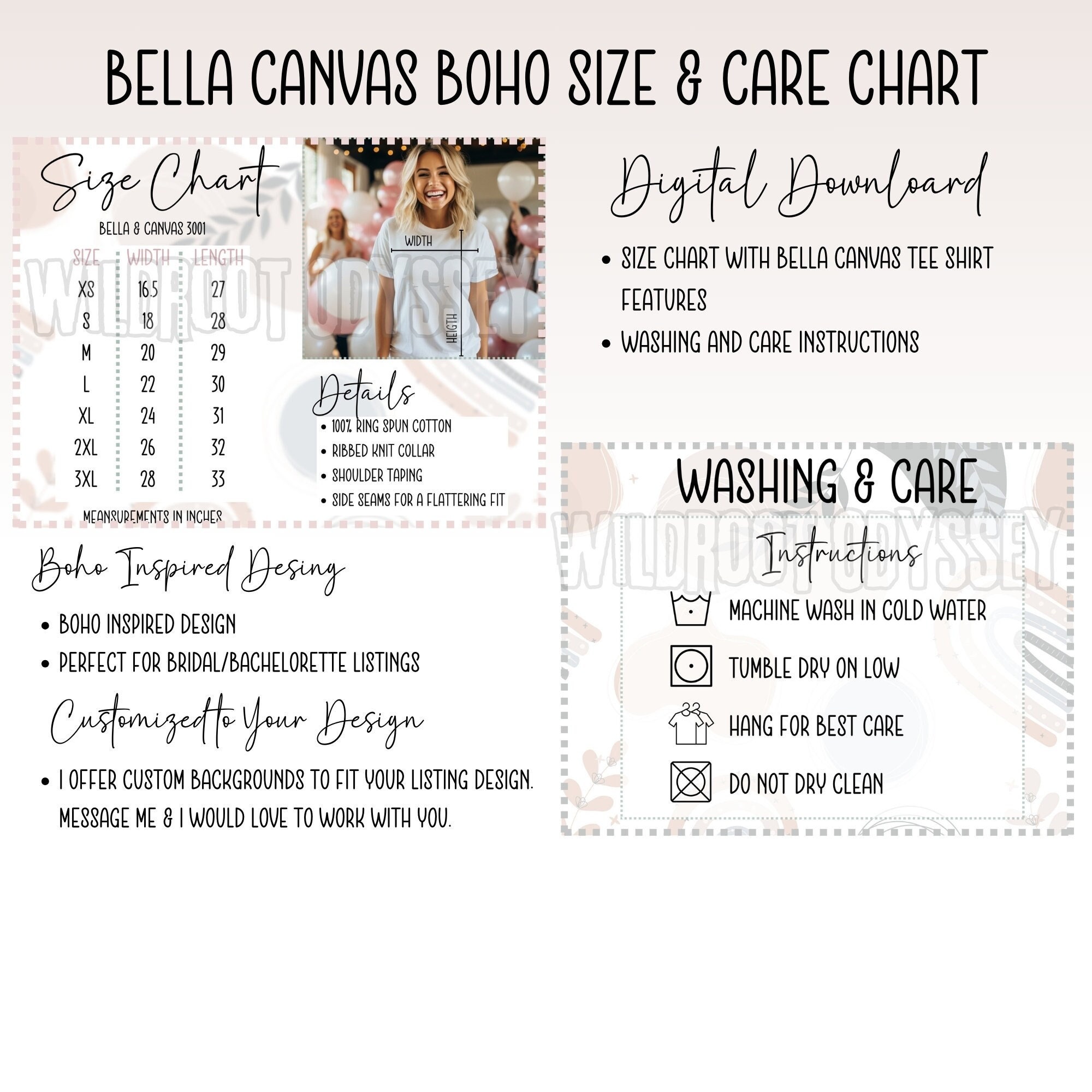 Bella Canvas Size Chart T Shirt Size Guide Bella Jersey Shirt Sizing ...
