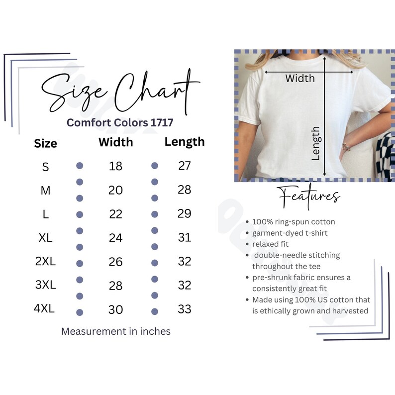 Comfort Colors Size Chart Tee Shirt Size Guide 1717 T Shirt Sizing ...