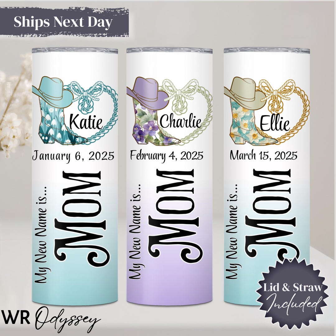 Personalized New Mom Birth Flower Name Tumbler Custom New Mom Est Birth ...