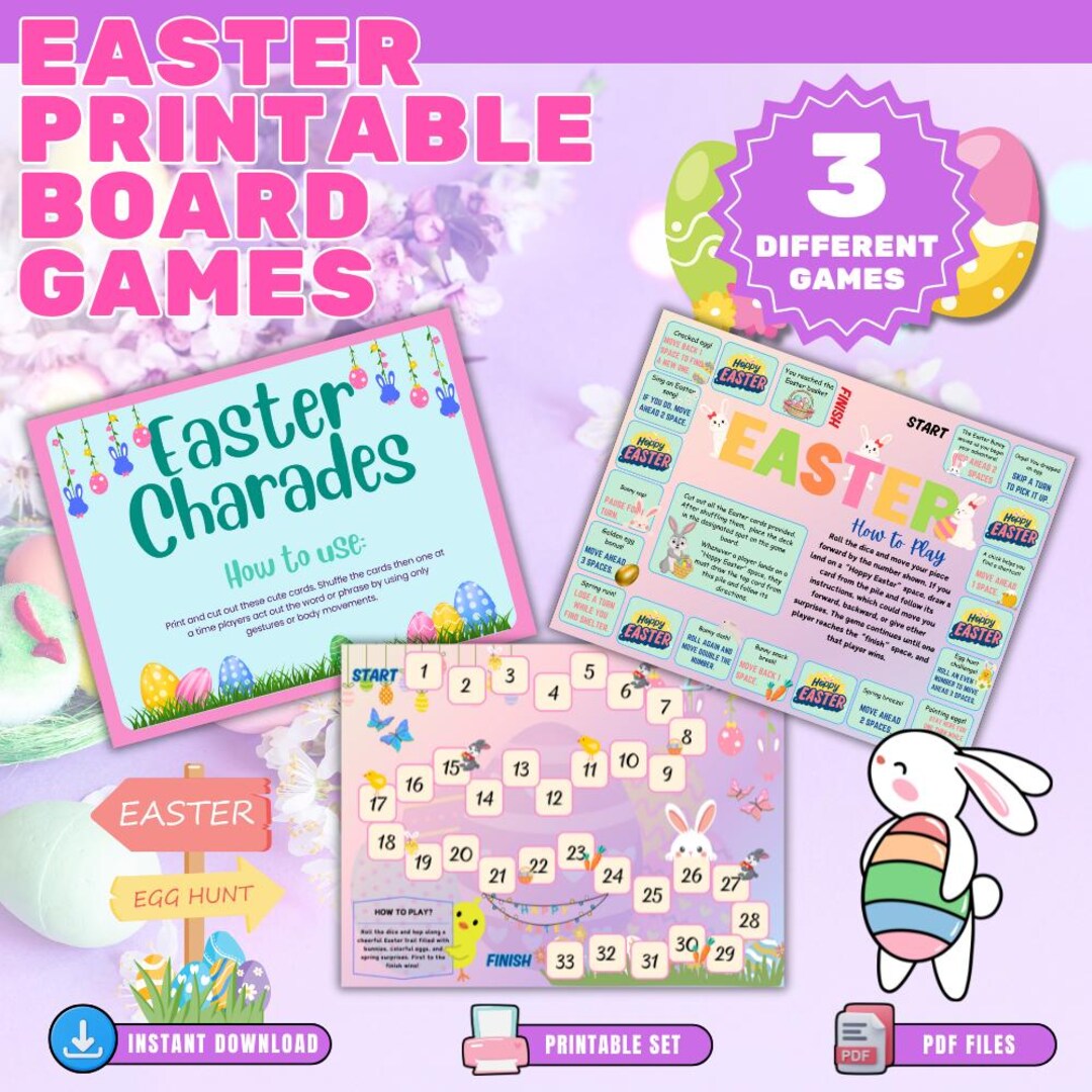 Easter Board Game Printable, Easter Charades Game, Easter Kids Activity ...