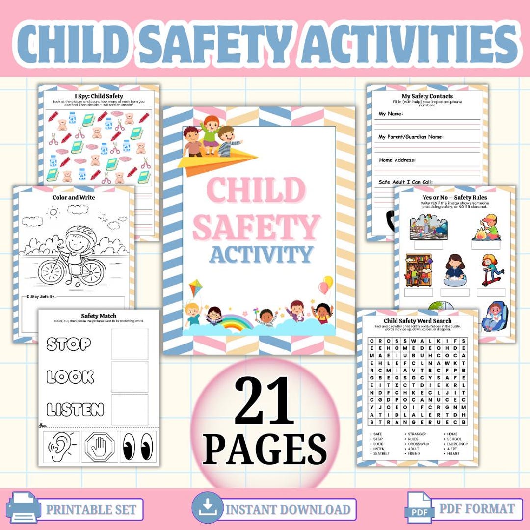 Printable Child Safety Activity Booklet Kids Safety Worksheets Safe ...