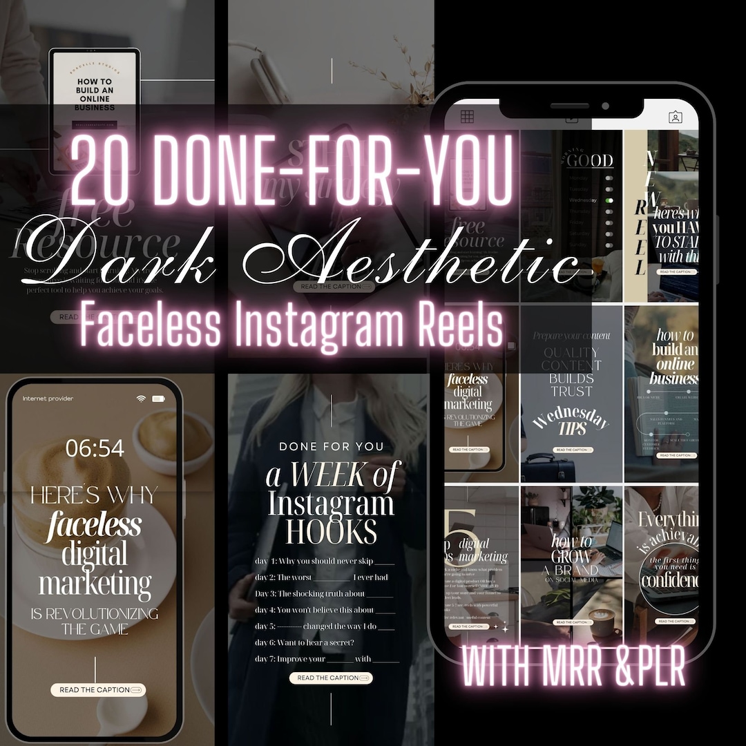 Faceless Reels Instagram Reels Dark Aesthetic PLR Templates Faceless ...