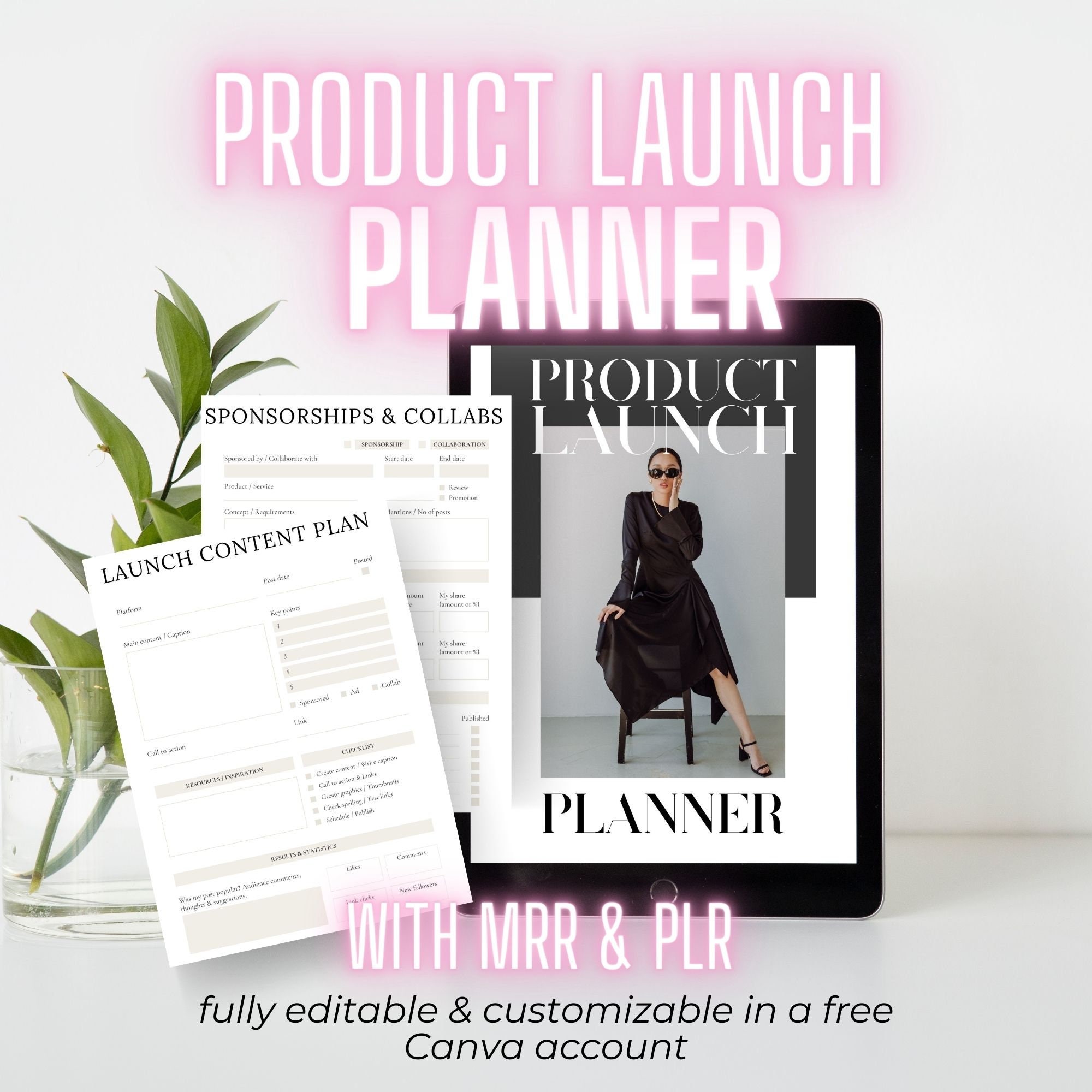 Product Launch Planner Product Launch Printable PLR Planner Content Planner Master Resell Rights ...