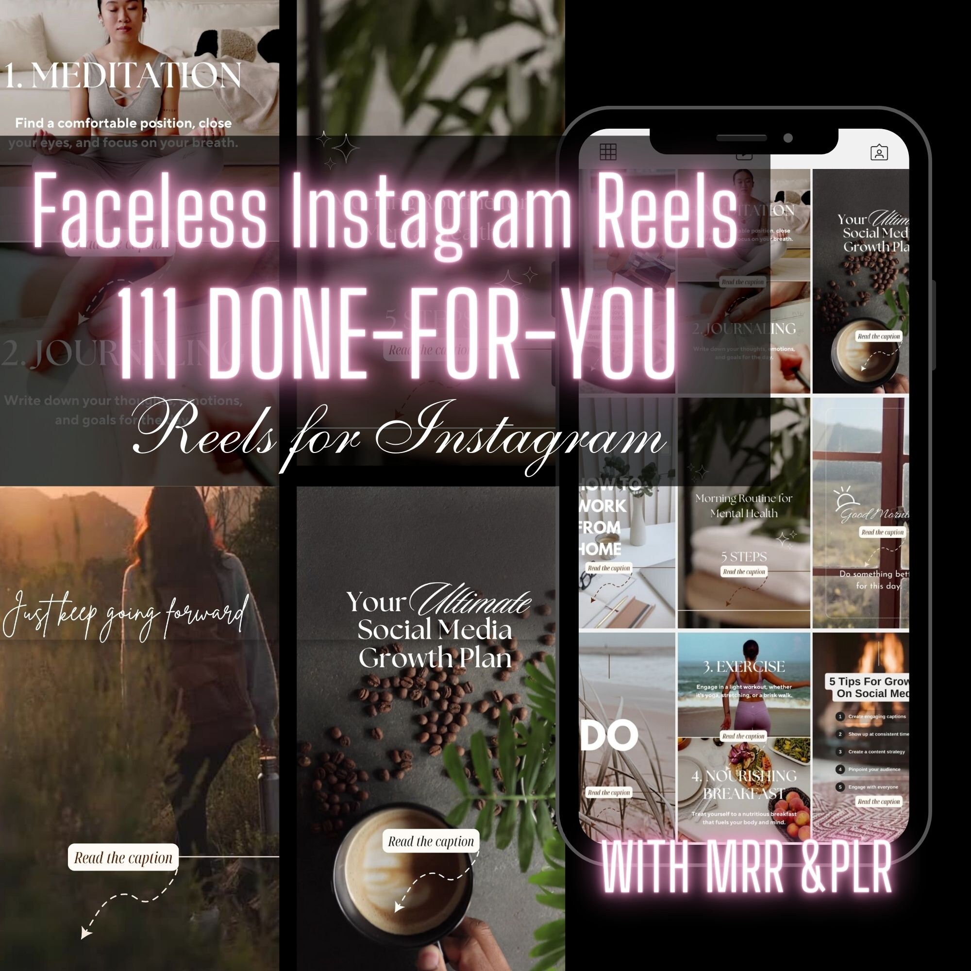 Faceless Reels Instagram Reels Aesthetic PLR Templates Faceless ...