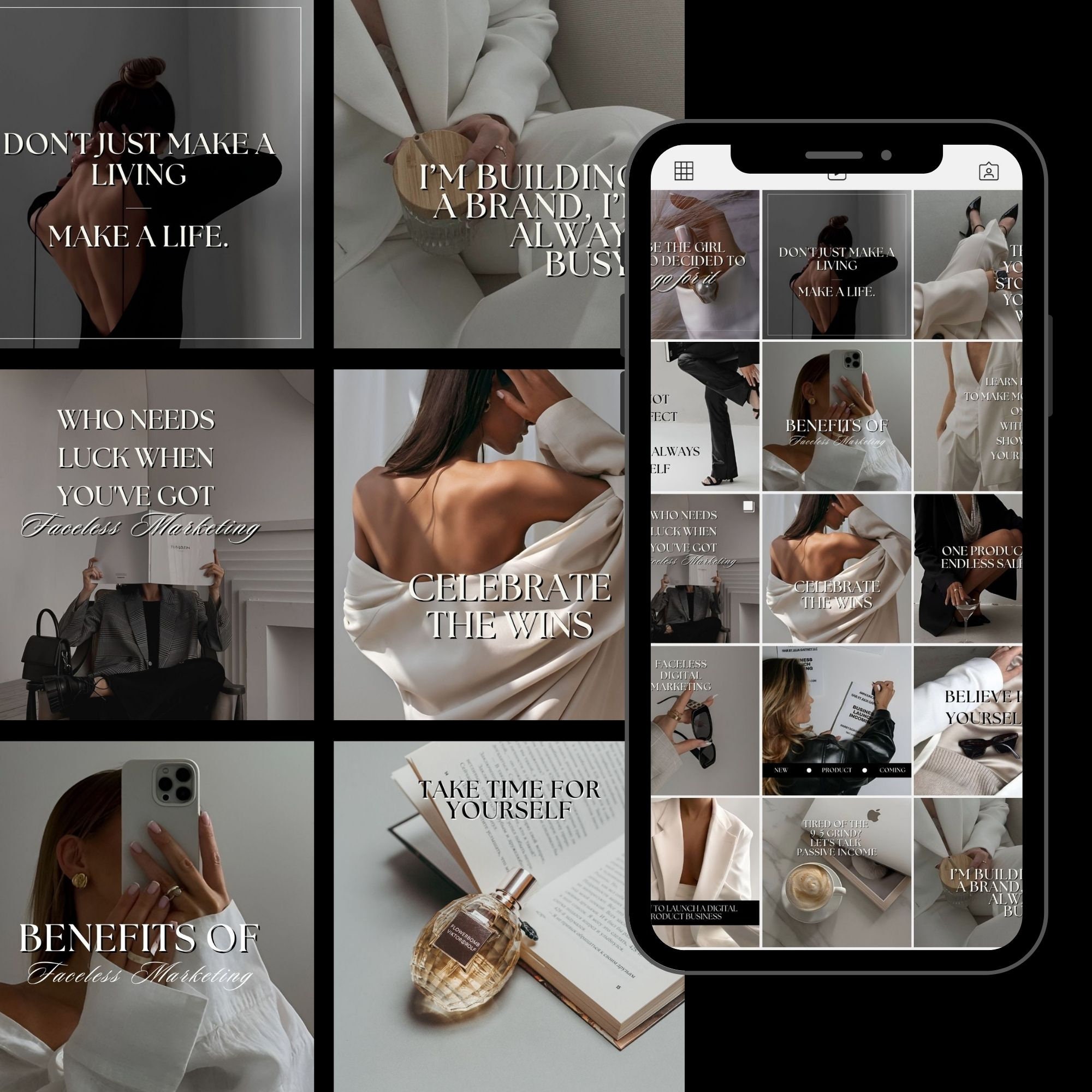 Dark Aesthetic Instagram Templates Faceless Instagram Master Resell ...