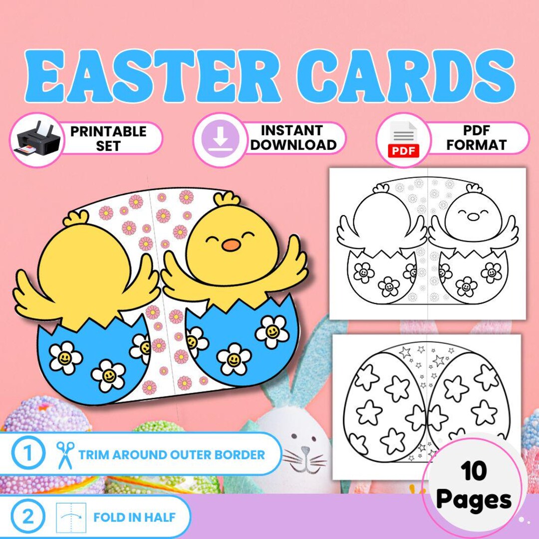 Printable Easter Cards Easter Kids Craft, Kids Easter Activity, DIY ...