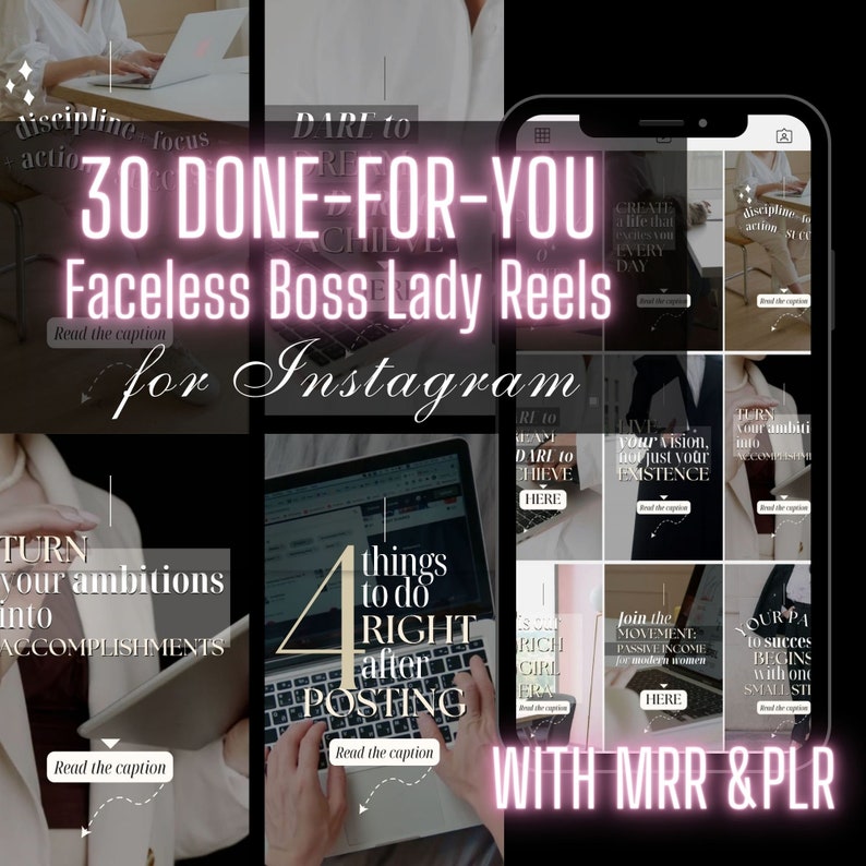 Boss Lady Faceless Reels Templates Instagram Reels Dark Aesthetic PLR ...