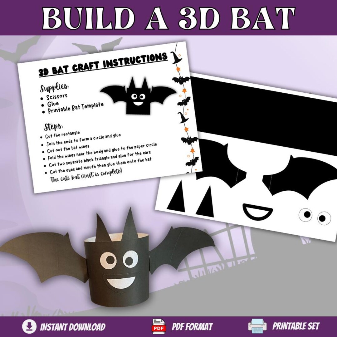 Build a Halloween Bat Craft, Kids Halloween Activity, Halloween ...