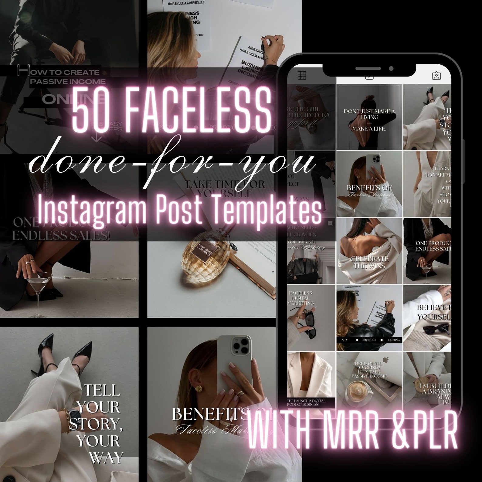 Dark Aesthetic Instagram Templates Faceless Instagram Master Resell ...