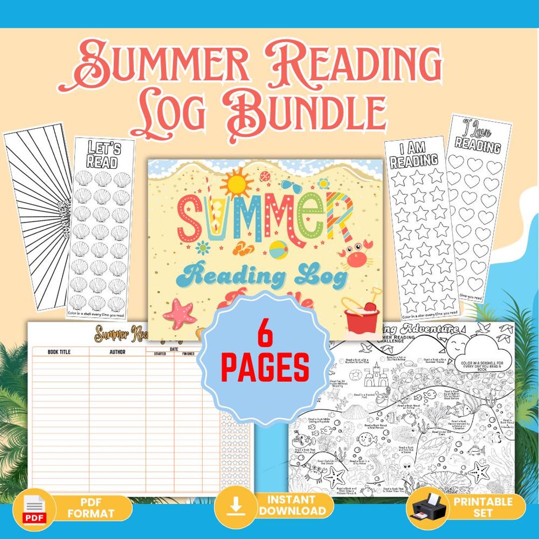 Kids Summer Reading Log Printable, Printable Reading Challenge, Color ...