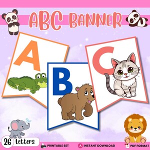 ABC Banner Printable A to Z Alphabet Wall Decor ABC Letters Pdf ABC ...