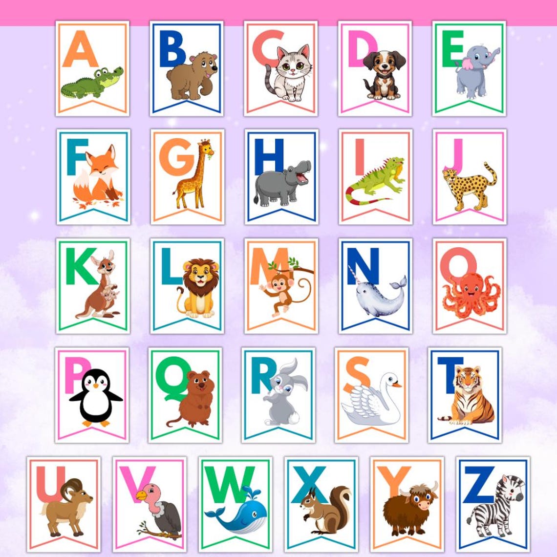 ABC Banner Printable A to Z Alphabet Wall Decor ABC Letters Pdf ABC ...
