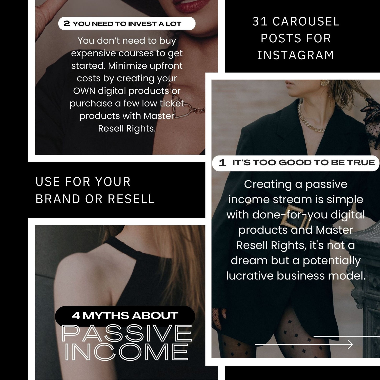 Dark Aesthetic Instagram Templates Faceless Instagram Master Resell ...