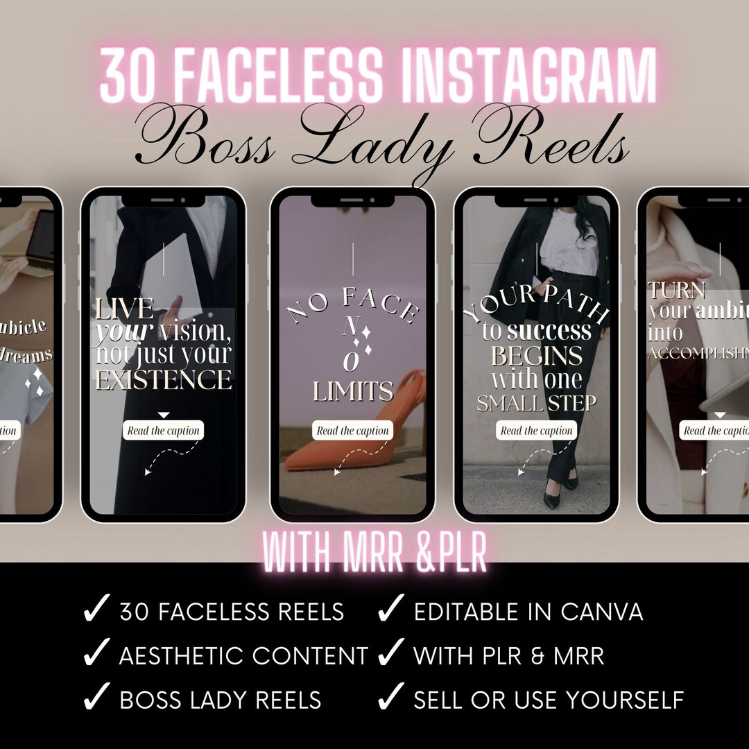 Boss Lady Faceless Reels Templates Instagram Reels Dark Aesthetic PLR ...