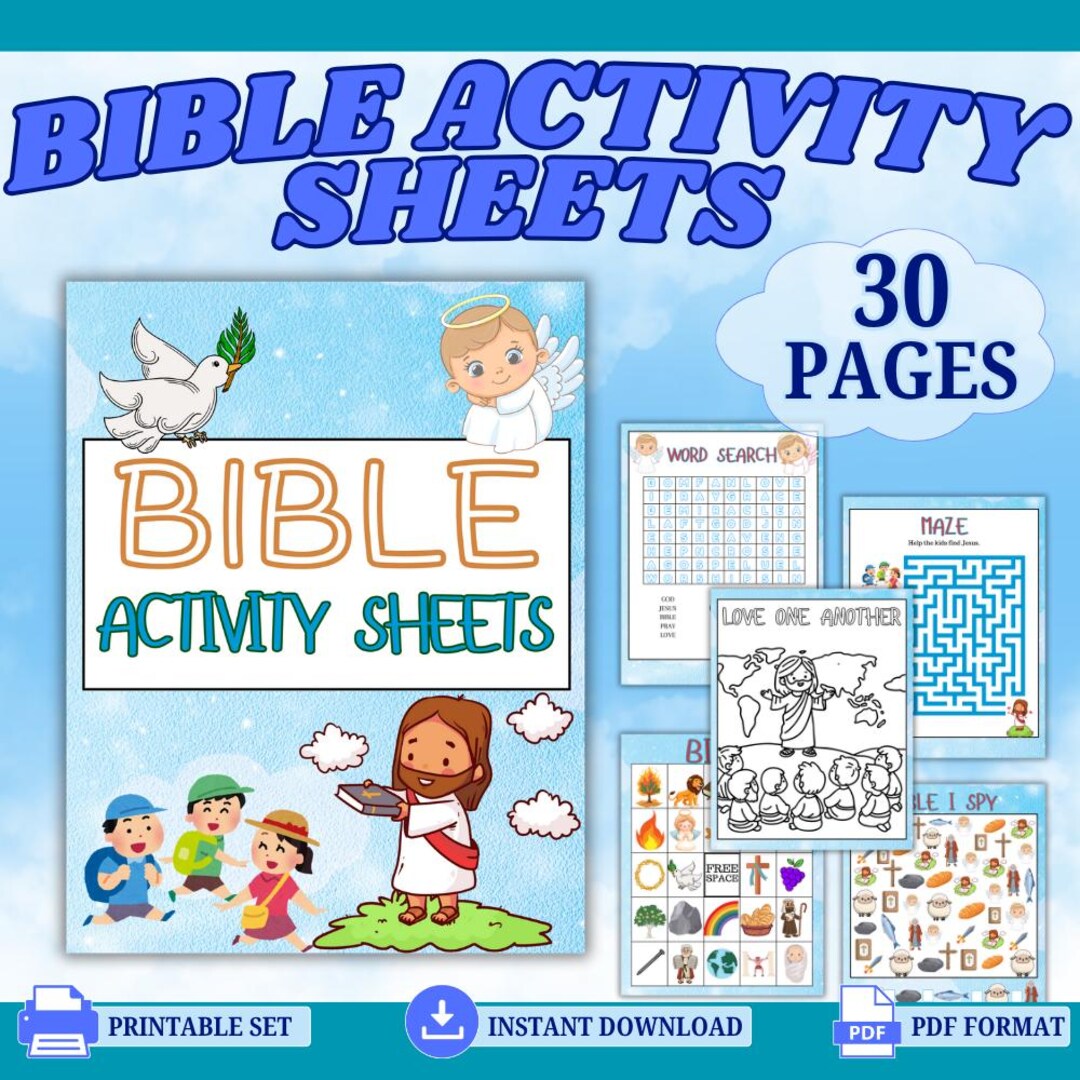 Kids Bible Activity Pack: 30 Printable Pages (digital Download) - Etsy
