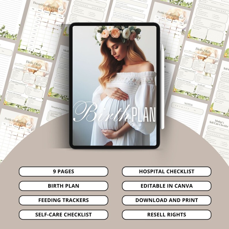 Birth Plan Template Visual Birth Plan Canva Baby Must Haves PLR ...