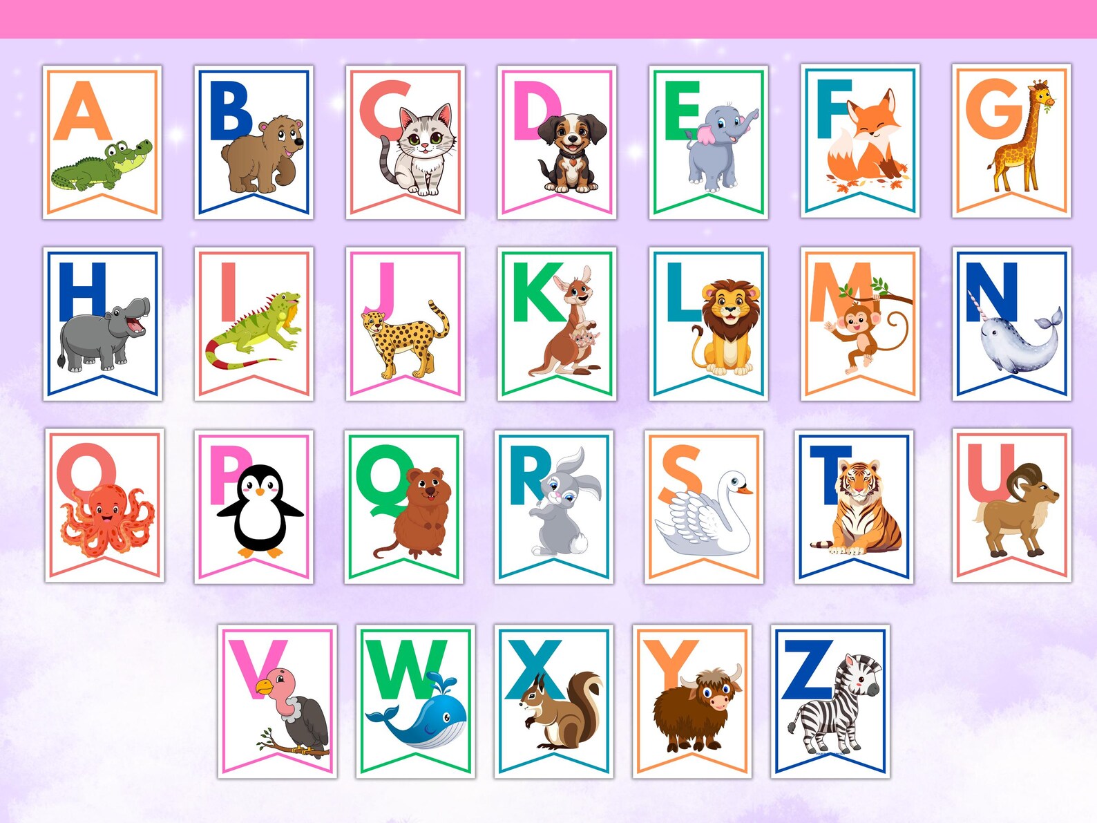 ABC Banner Printable A to Z Alphabet Wall Decor ABC Letters Pdf ABC ...