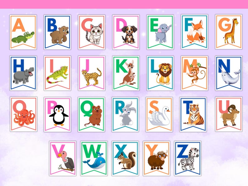 ABC Banner Printable A to Z Alphabet Wall Decor ABC Letters Pdf ABC ...