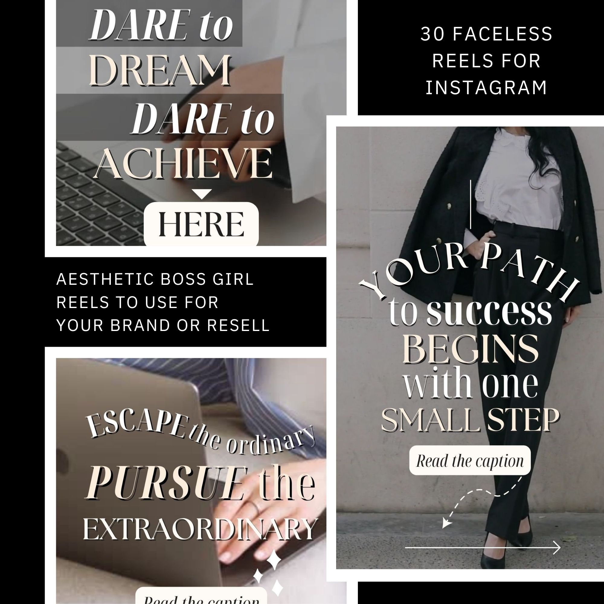 Boss Lady Faceless Reels Templates Instagram Reels Dark Aesthetic PLR ...