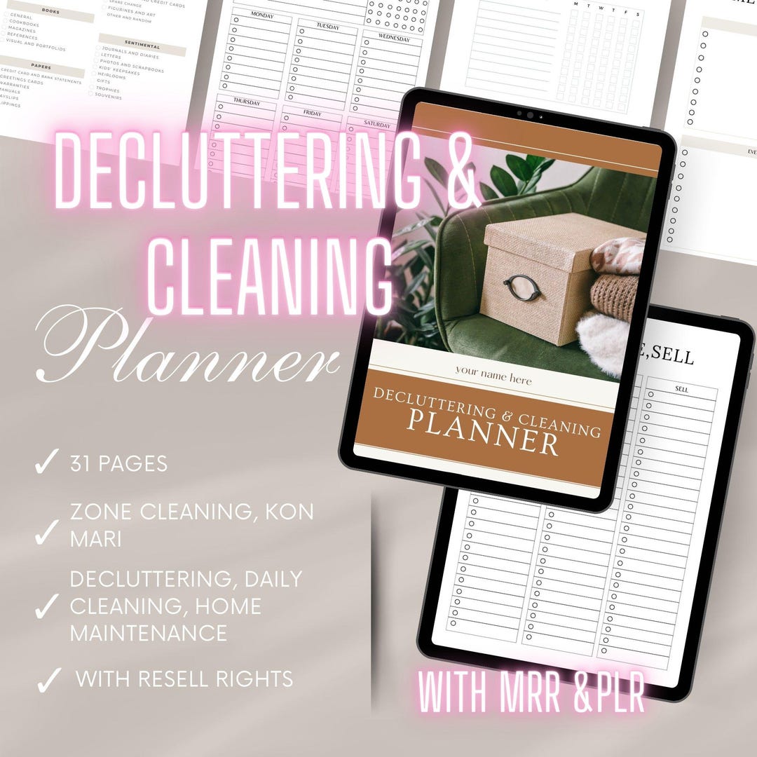 Decluttering Planner Decluttering Guide MRR Cleaning Planner PLR ...