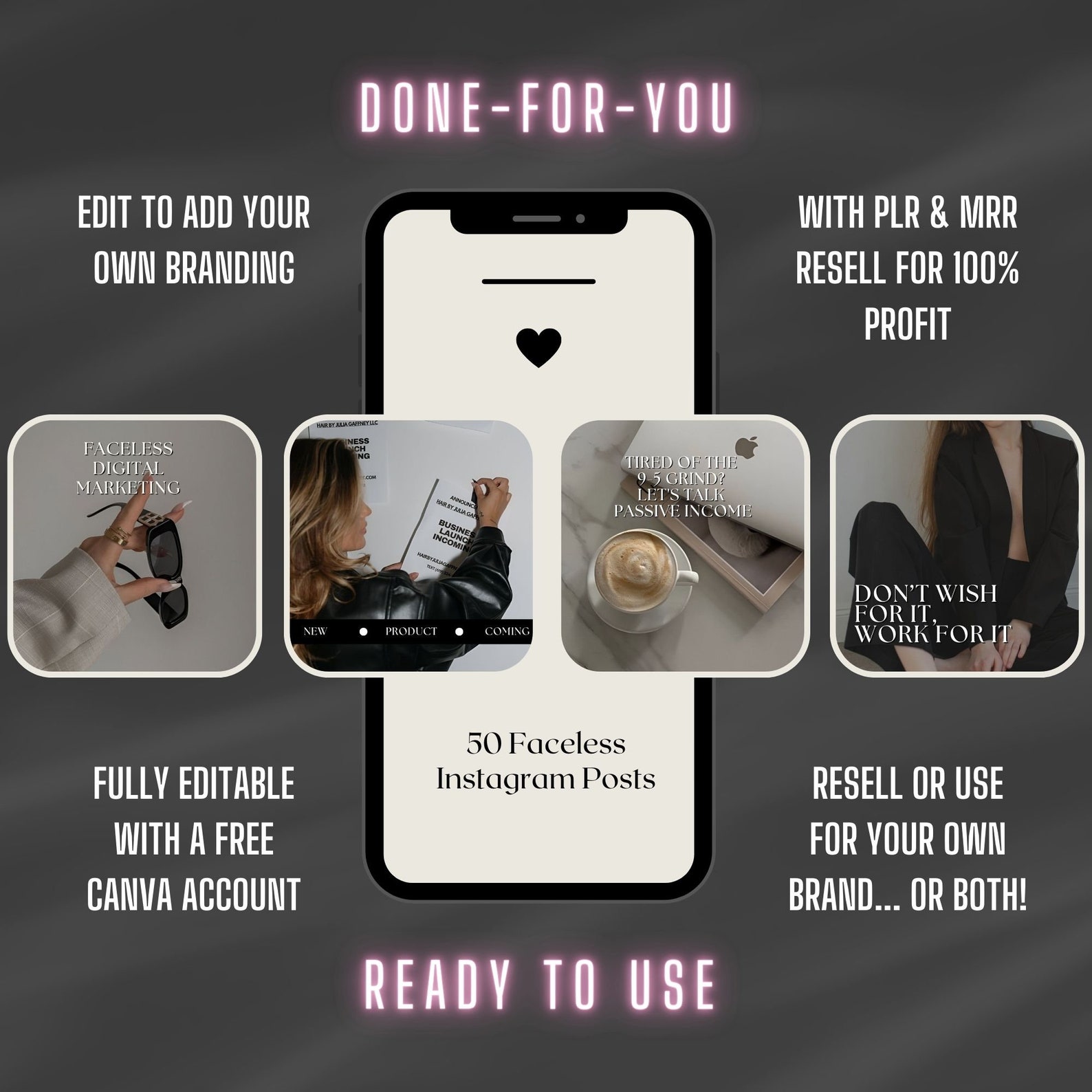 Dark Aesthetic Instagram Templates Faceless Instagram Master Resell ...