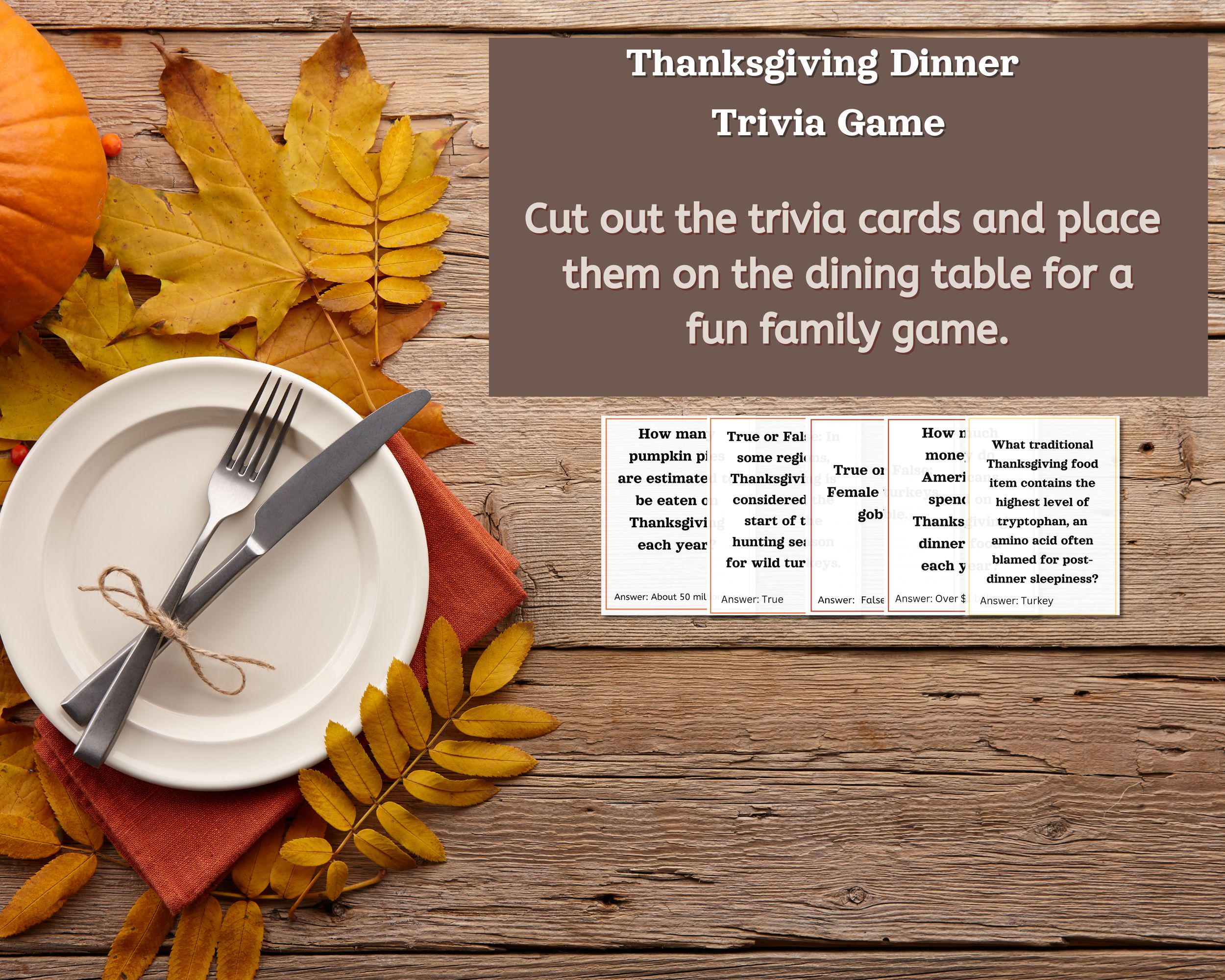 Thanksgiving Trivia Game, Thanksgiving Dinner Games, Family Games ...