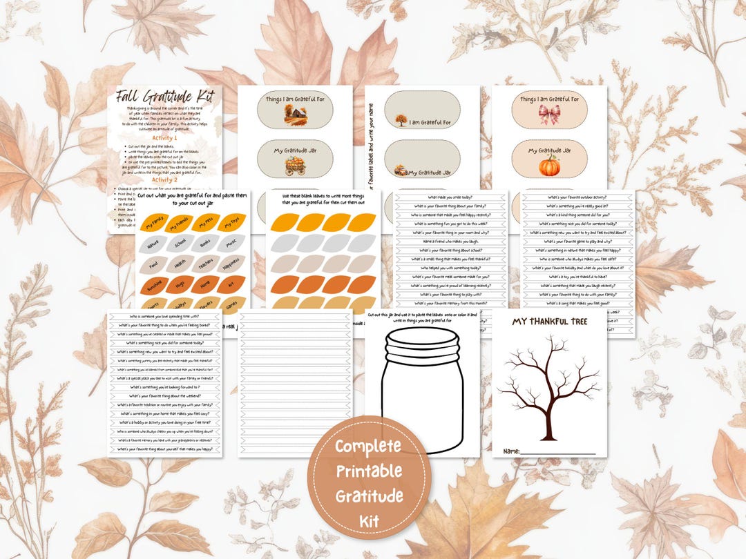 Gratitude Jar Kit Printable Bundle: Thanksgiving Kids Activities ...
