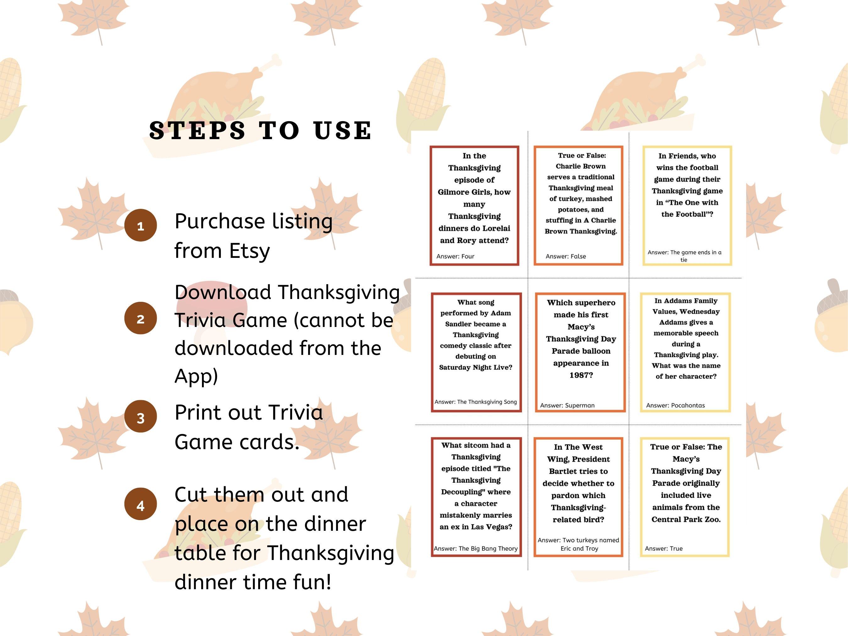 Thanksgiving Trivia Game, Thanksgiving Dinner Games, Family Games ...