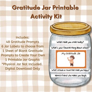 Printable Gratitude Jar Kit: Thanksgiving Kids Activity (PDF) - Etsy