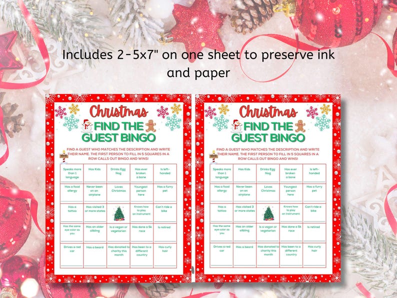Find the Guest Christmas Bingo Game, Printable Holiday Game, Family ...