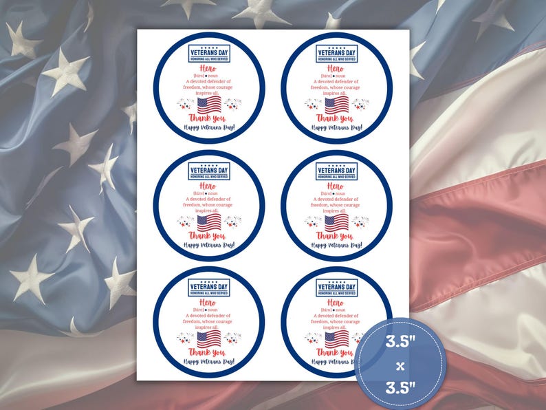 Veterans Day Printable Gift Tags, Military Appreciation Tag, Goodie Bag ...