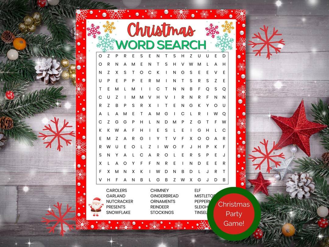 Printable Christmas Word Search Game: Holiday Party Activity (PDF) - Etsy