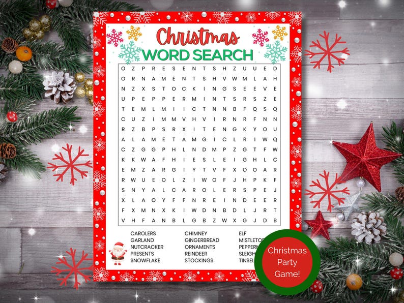 Christmas Word Search Game, Printable Holiday Game, Family Party Games ...