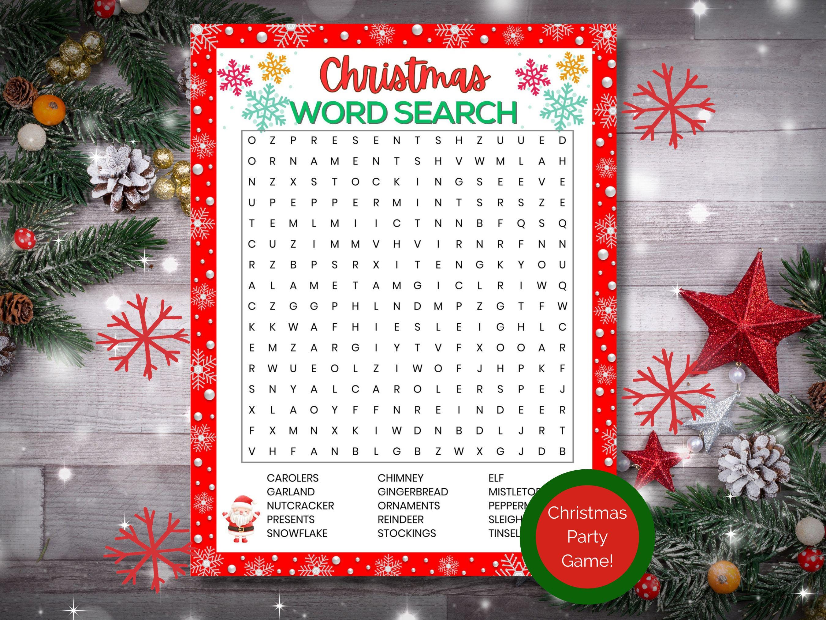 Christmas Word Search Game, Printable Holiday Game, Family Party Games ...