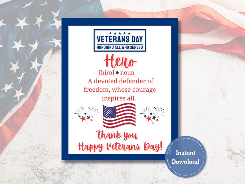 Veterans Day Printable Gift Tags, Military Appreciation Tag, Goodie Bag ...