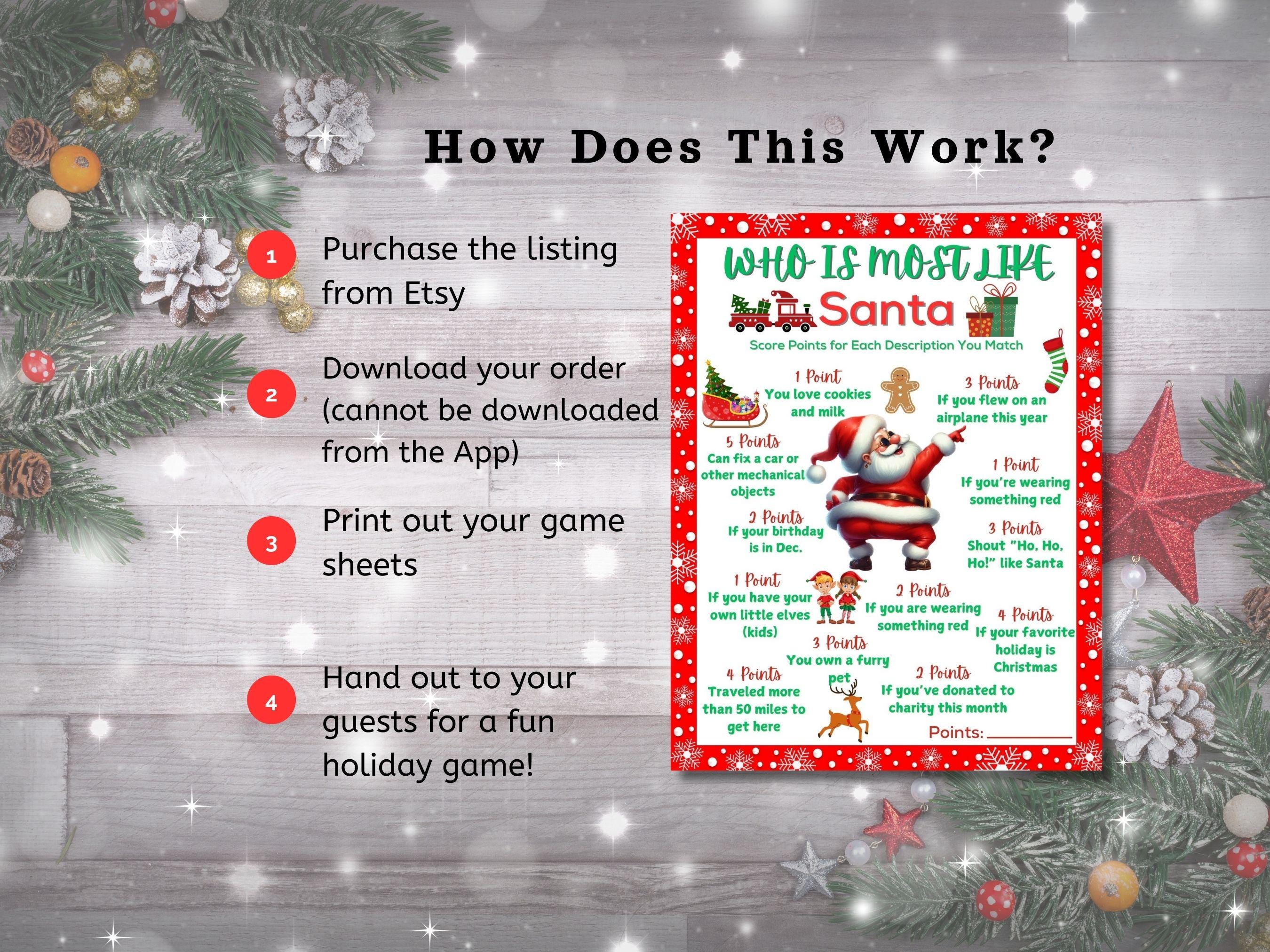 Who is Most Like Santa Christmas Game, Printable Holiday Game, Family ...