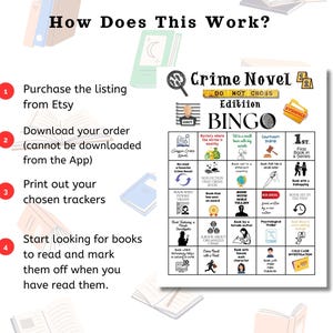Book Bingo Crime and Mystery Edition, Reading Challenge Game, Book Club ...
