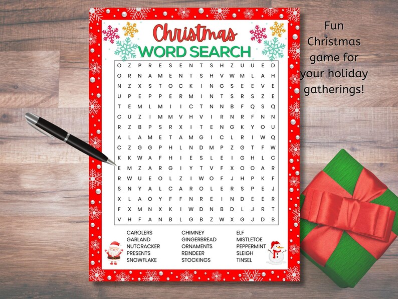 Printable Christmas Word Search Game: Holiday Party Activity (PDF) - Etsy