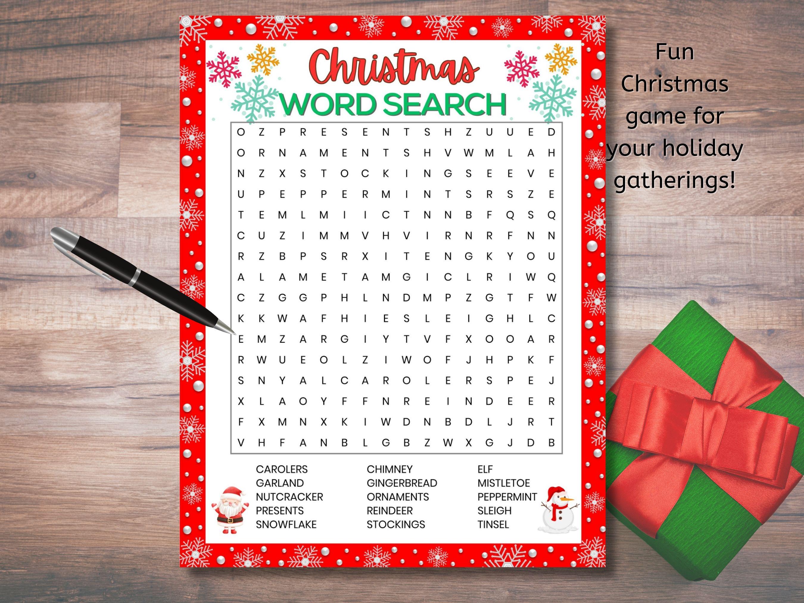 Printable Christmas Word Search Game: Holiday Party Activity (PDF) - Etsy