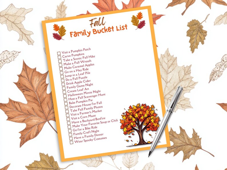 Fall Family Bucket List: Printable Autumn Activities (PDF) - Etsy