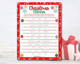 Printable Christmas Trivia Game | Holiday Trivia Digital Download ...