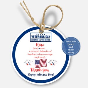 Veterans Day Printable Gift Tags, Military Appreciation Tag, Goodie Bag ...