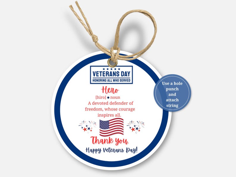 Veterans Day Printable Gift Tags, Military Appreciation Tag, Goodie Bag ...