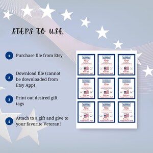 Veterans Day Printable Gift Tags, Military Appreciation Tag, Goodie Bag ...