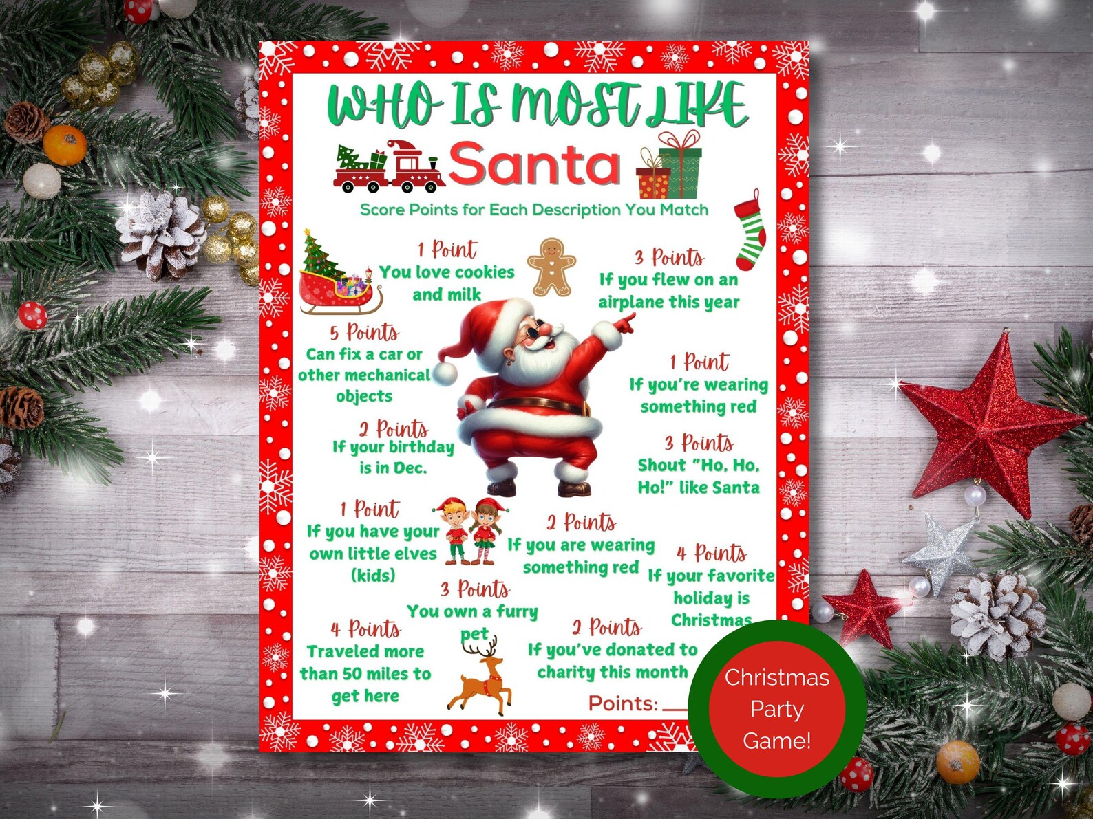 Who is Most Like Santa Christmas Game, Printable Holiday Game, Family ...