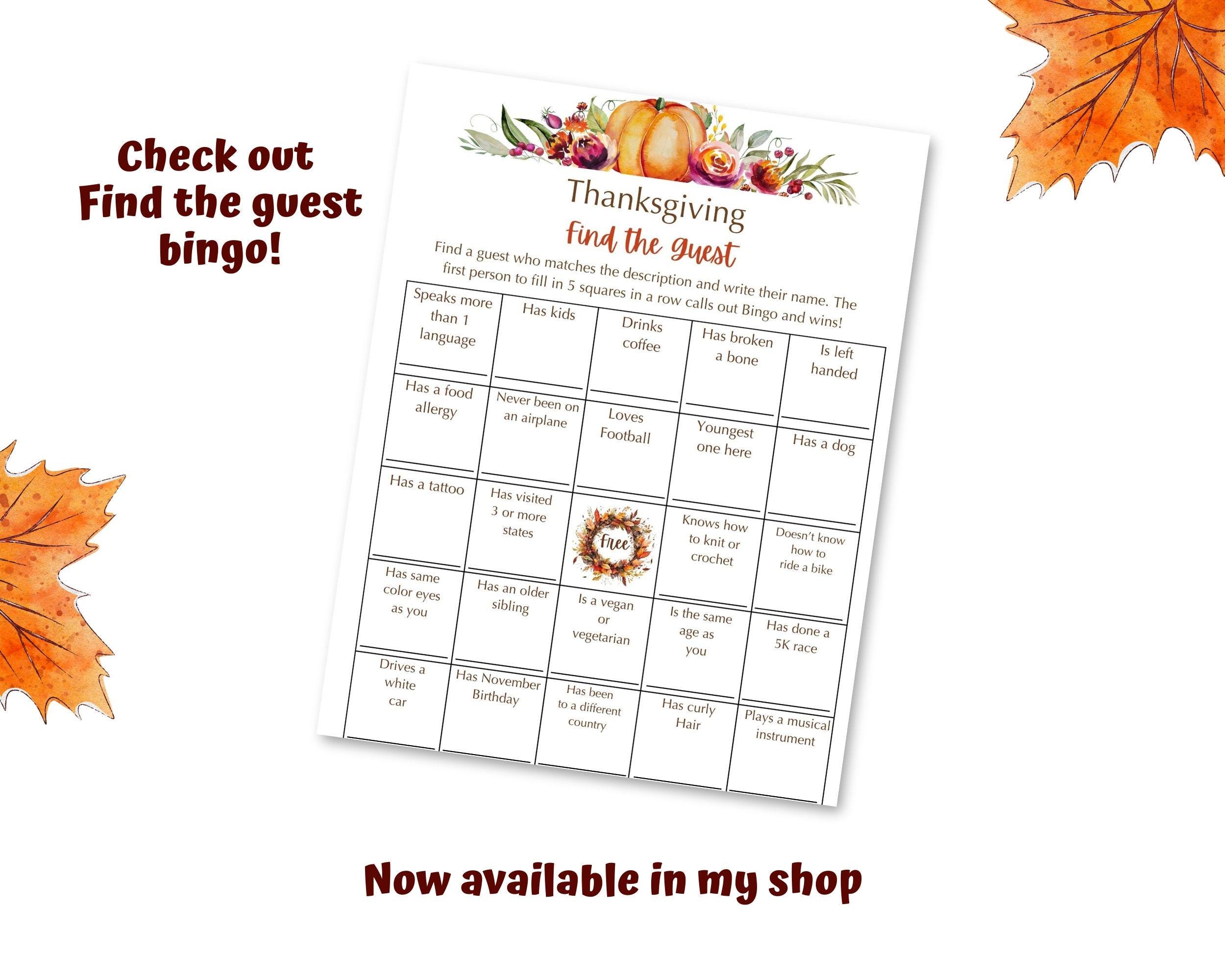 Thanksgiving Trivia Game, Thanksgiving Dinner Games, Family Games ...