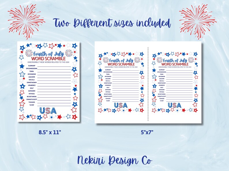 Fourth of July Word Scramble Games, Office Party Game, Patriotic ...