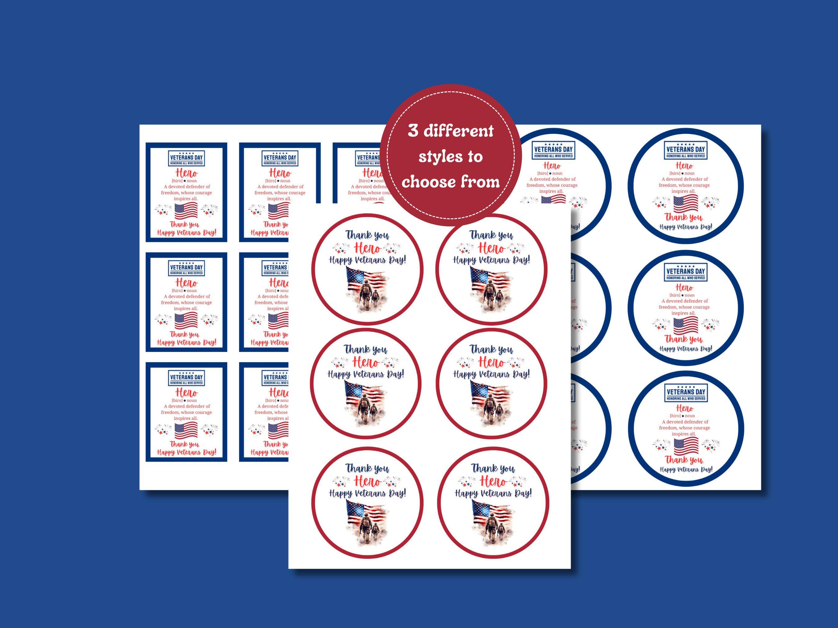 Veterans Day Printable Gift Tags, Military Appreciation Tag, Goodie Bag ...